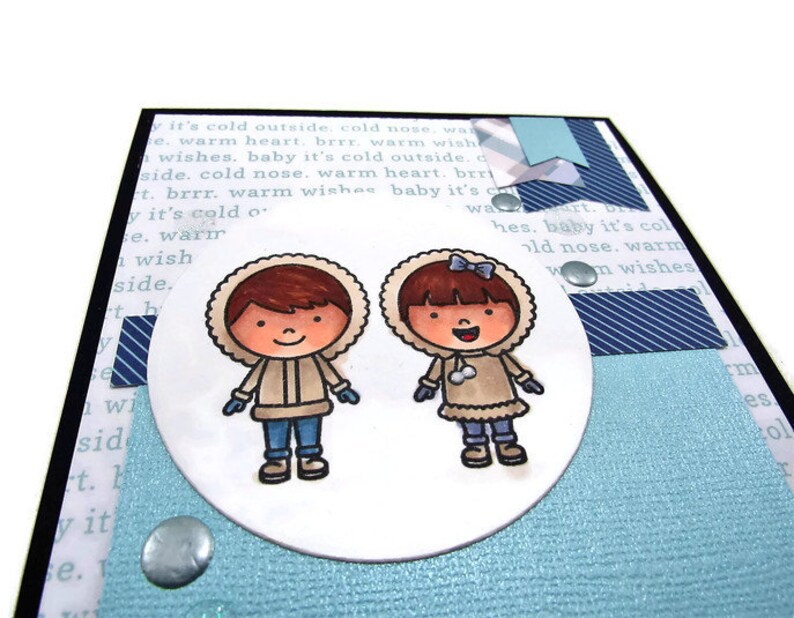 Handmade Love Card Eskimo Kisses Hand Colored Eskimo Themed Card for ...