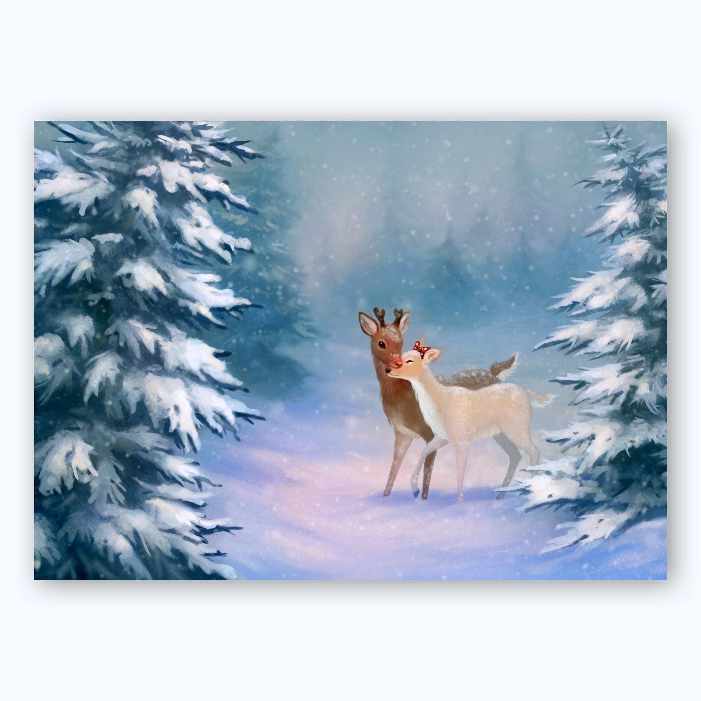 Snowy Rudolph & Clarice Christmas Holiday Greeting Card | 100% Handmade ...
