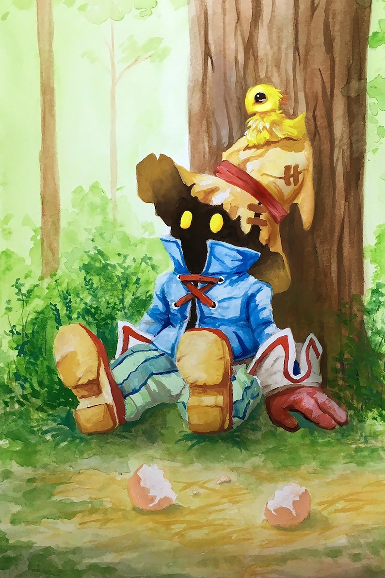 Vivi & Chocobo | Final Fantasy 9 Character Art Print | Originally Hand ...