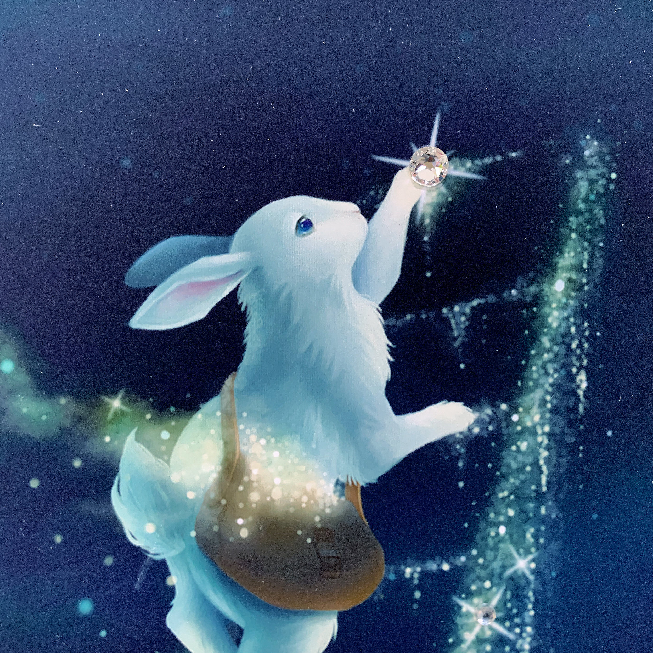 Premium Art Print the Star Ladder Bunny Rabbit Climbing to the Moon and ...