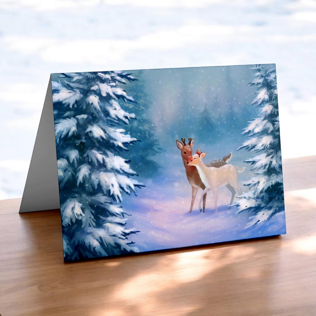Snowy Rudolph & Clarice Christmas Holiday Greeting Card | 100% Handmade ...