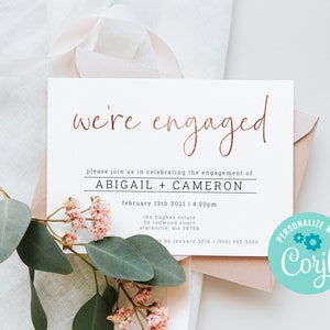 Printable Engagement Announcement We're Engaged Party | Etsy