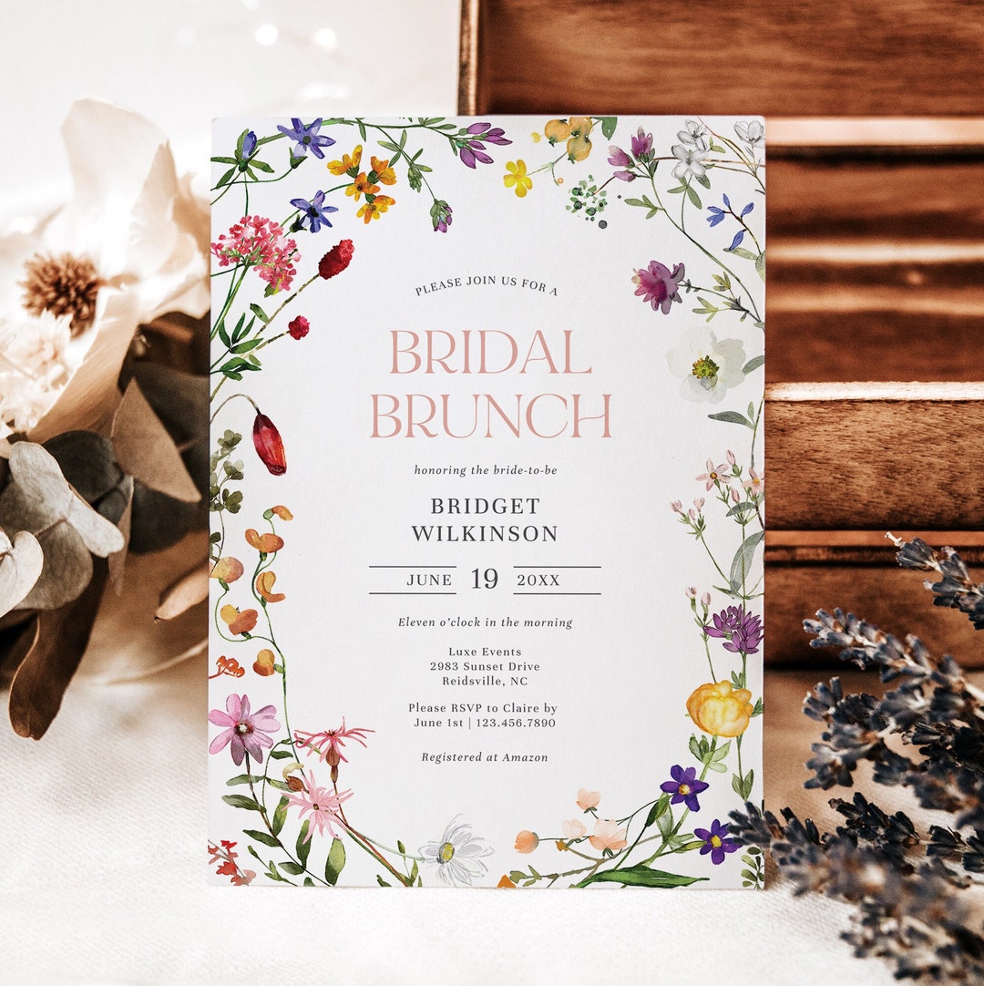 Wildflower Bridal Shower Invitation Template, Printable Bridal Shower ...