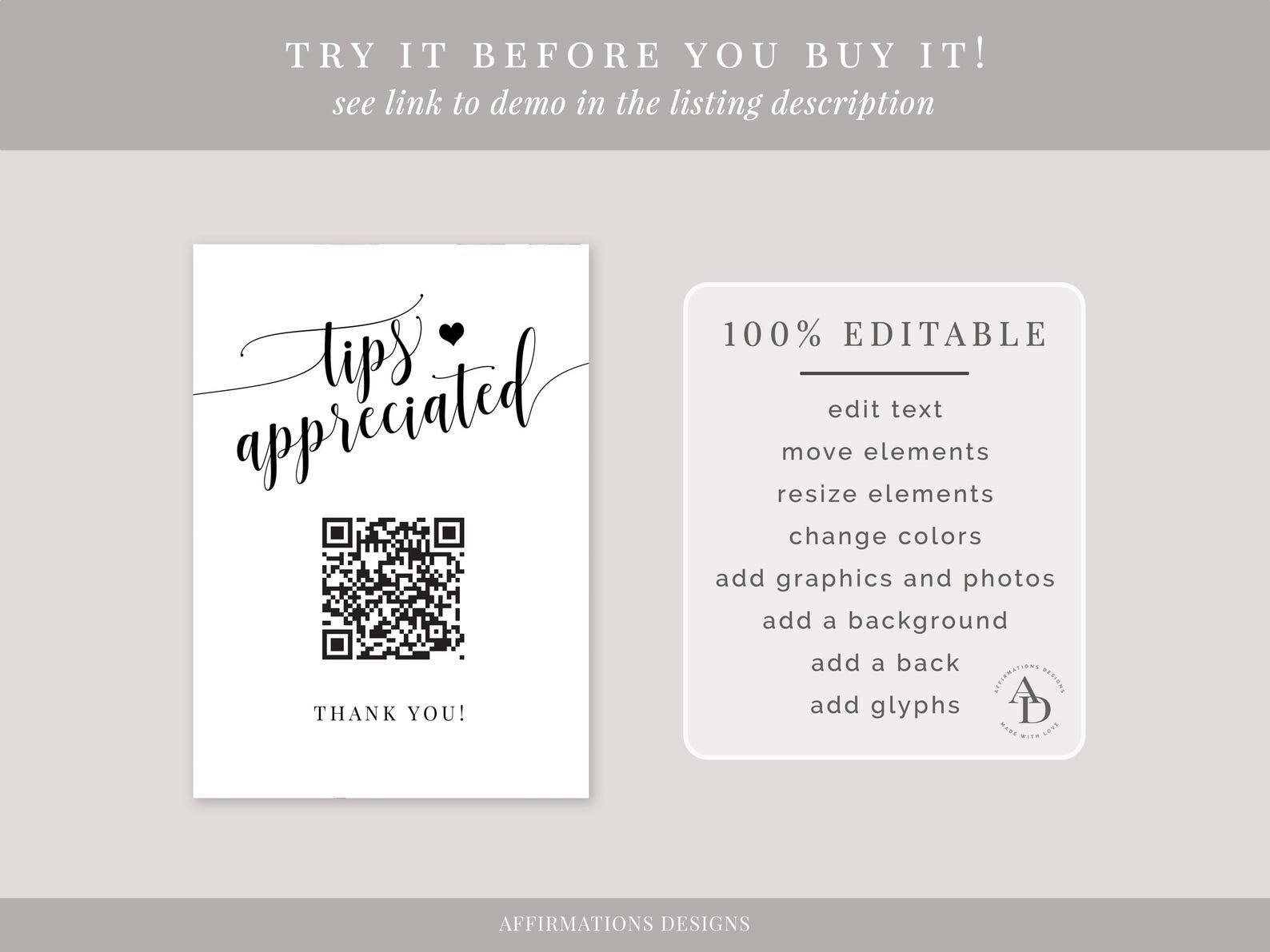 Tips Appreciated Wedding Bar Sign Template, Wedding Sign, Bar Sign With ...