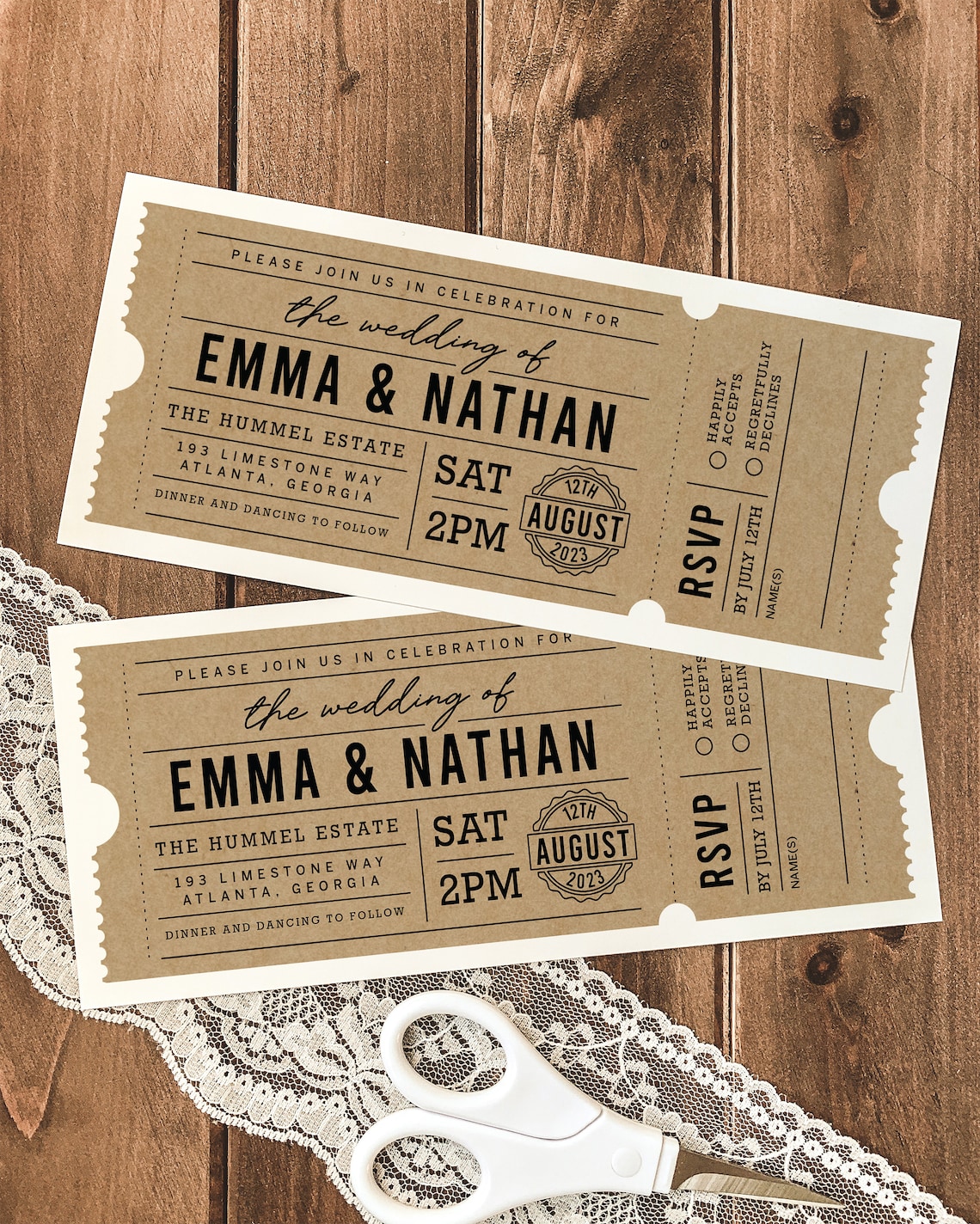 Printable Ticket Wedding Invitation Editable Template Movie - Etsy