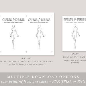 Guess the Dress Printable Bridal Shower Game, Wedding Shower Game ...