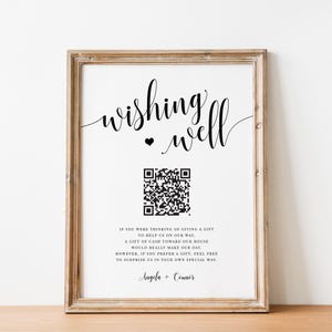 Wishing Well Sign Template, Wedding Wishing Well Sign With QR Code ...