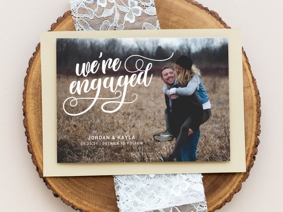 Photo Engagement Announcement Printable Wedding Engagement - Etsy