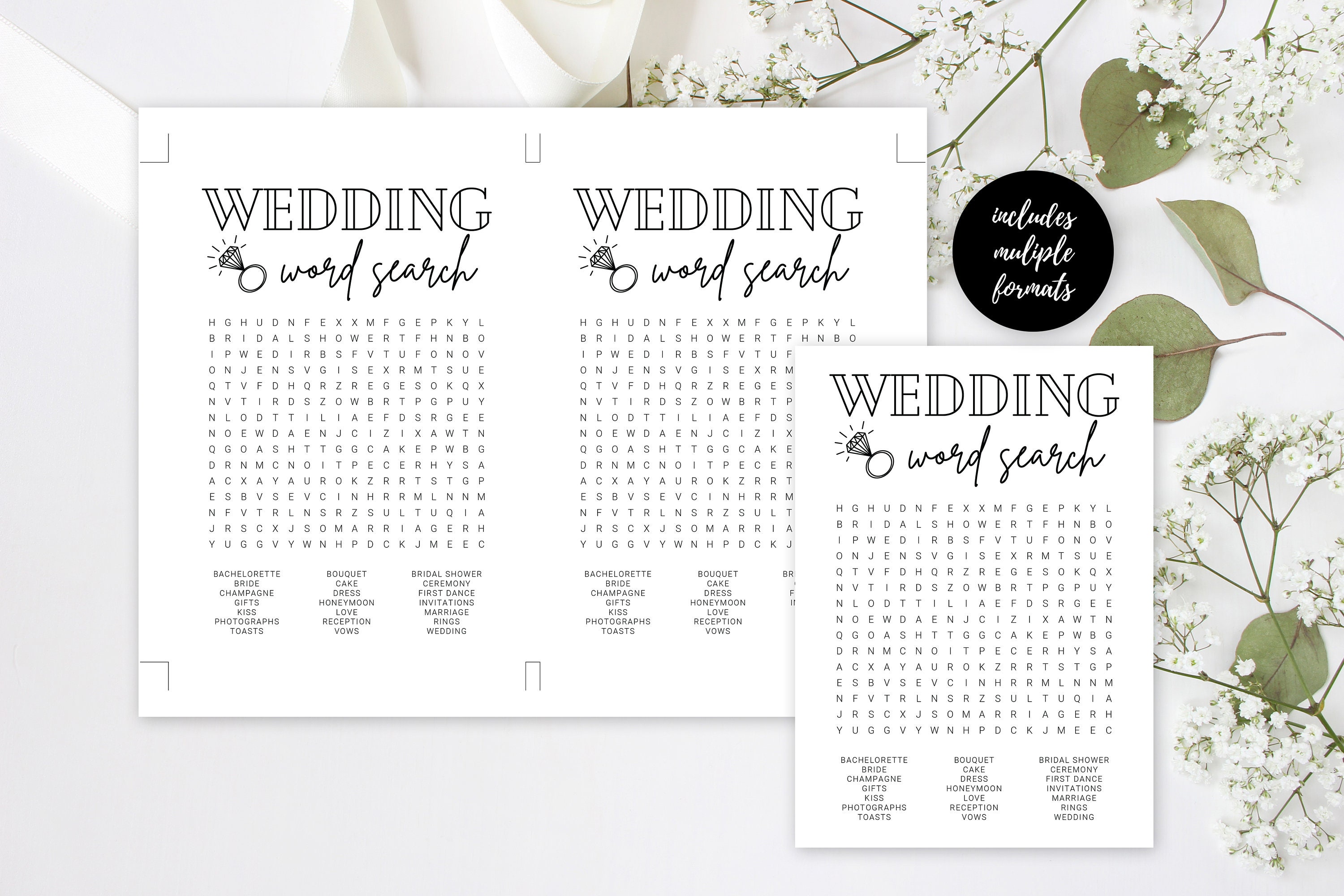 Printable Bridal Shower Word Search Game Bridal Shower Game | Etsy
