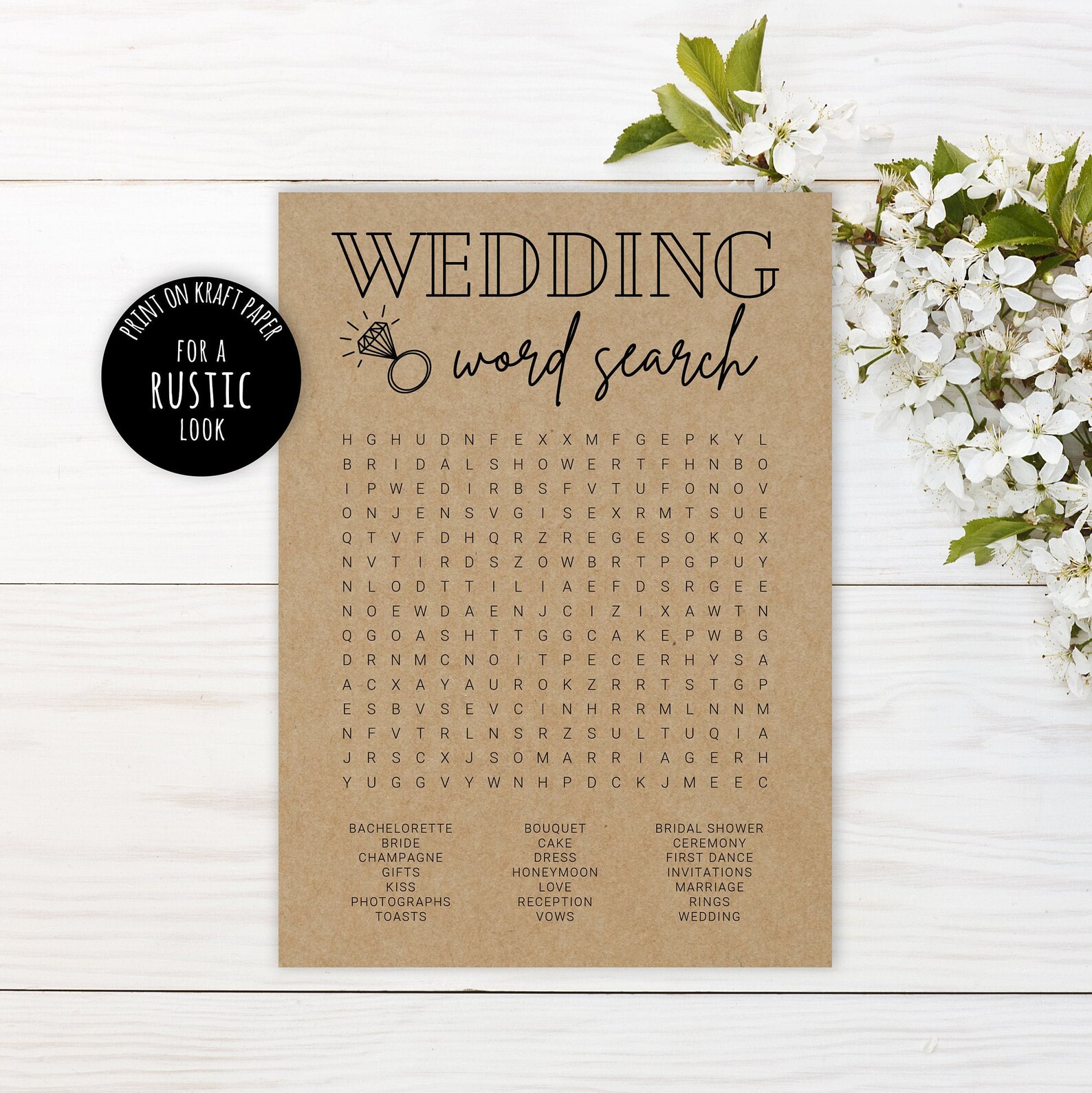 Printable Bridal Shower Word Search Game, Bridal Shower Game, Wedding ...