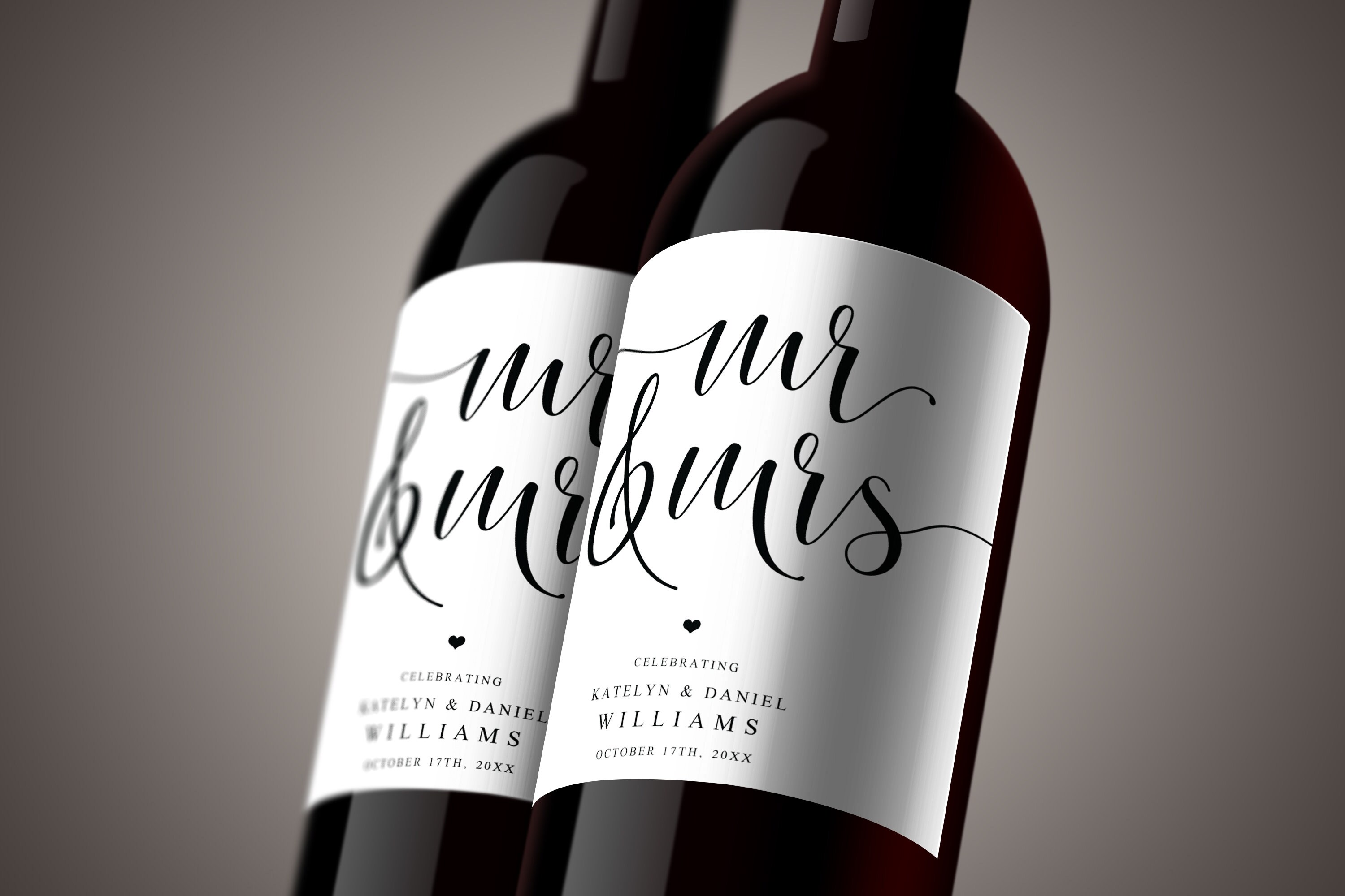 Mr. & Mrs. Wedding Wine Label Template, Printable Wedding Champagne ...