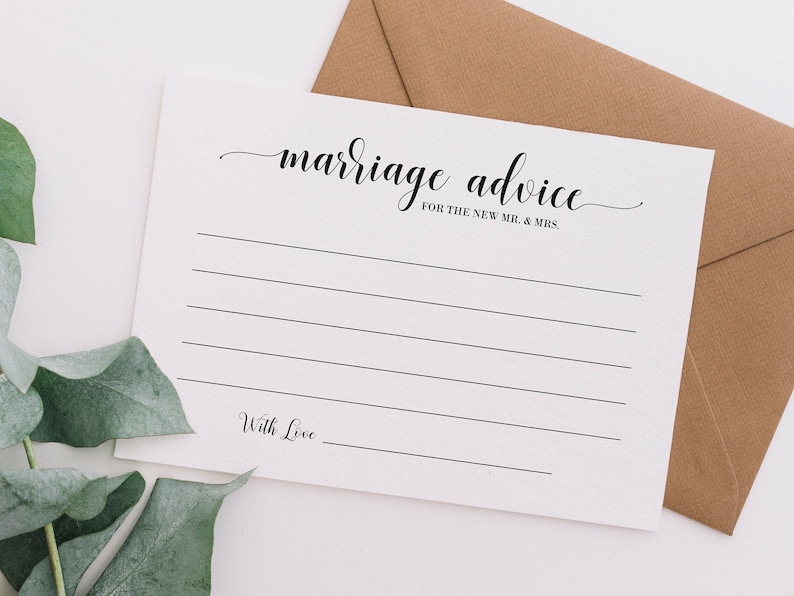 Marriage Advice Card Printable Bridal Shower Game Printable - Etsy