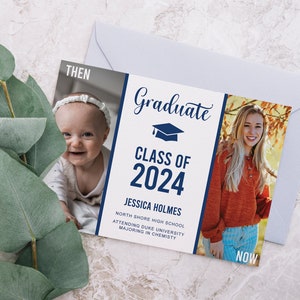 Then & Now Photo Graduation Announcement Template, Graduation Photo ...