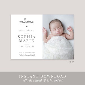 Welcome Baby Announcement With Photo, Photo Birth Announcement Template ...
