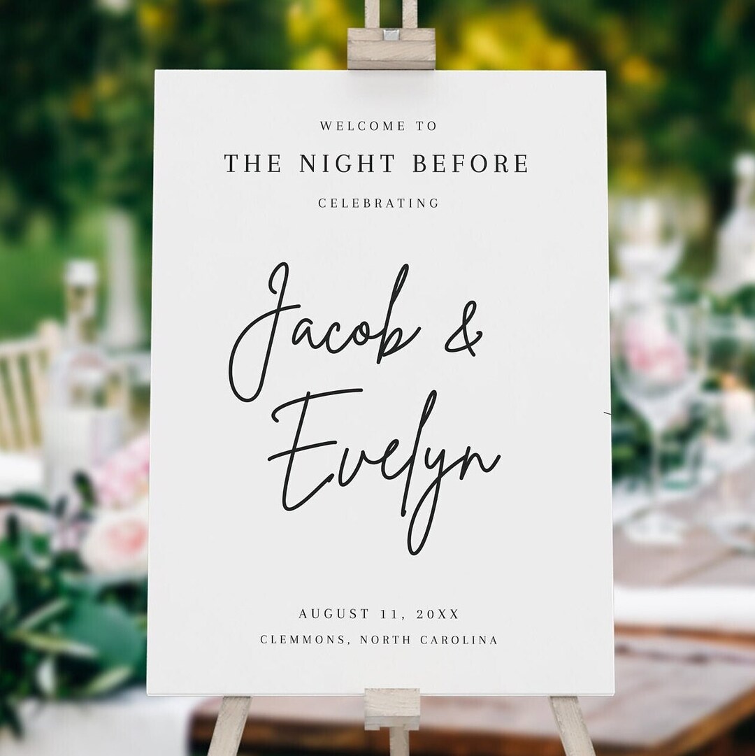 Rehearsal Dinner Script Names Welcome Sign Template, Printable ...