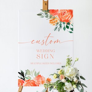 Pink Watercolor Floral Custom Wedding Sign Template, Printable Wedding ...