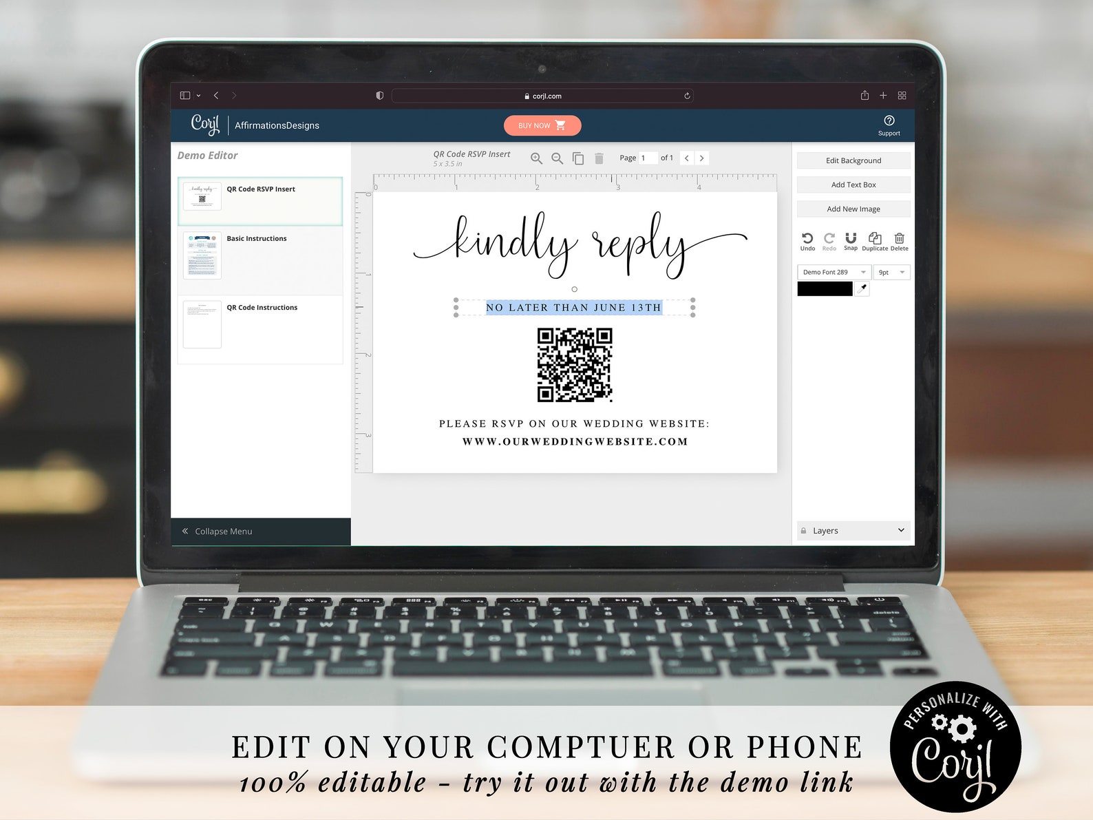 QR Code Wedding RSVP Card Template, RSVP Card for Wedding, Printable ...