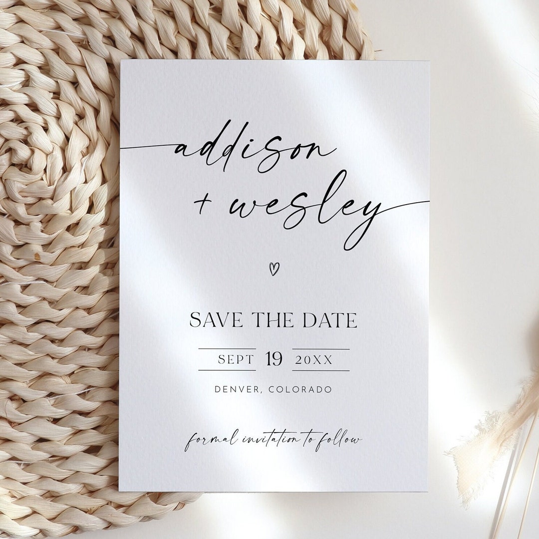 Minimalist Save the Date Template, Simple Save the Date Cards, Instant ...