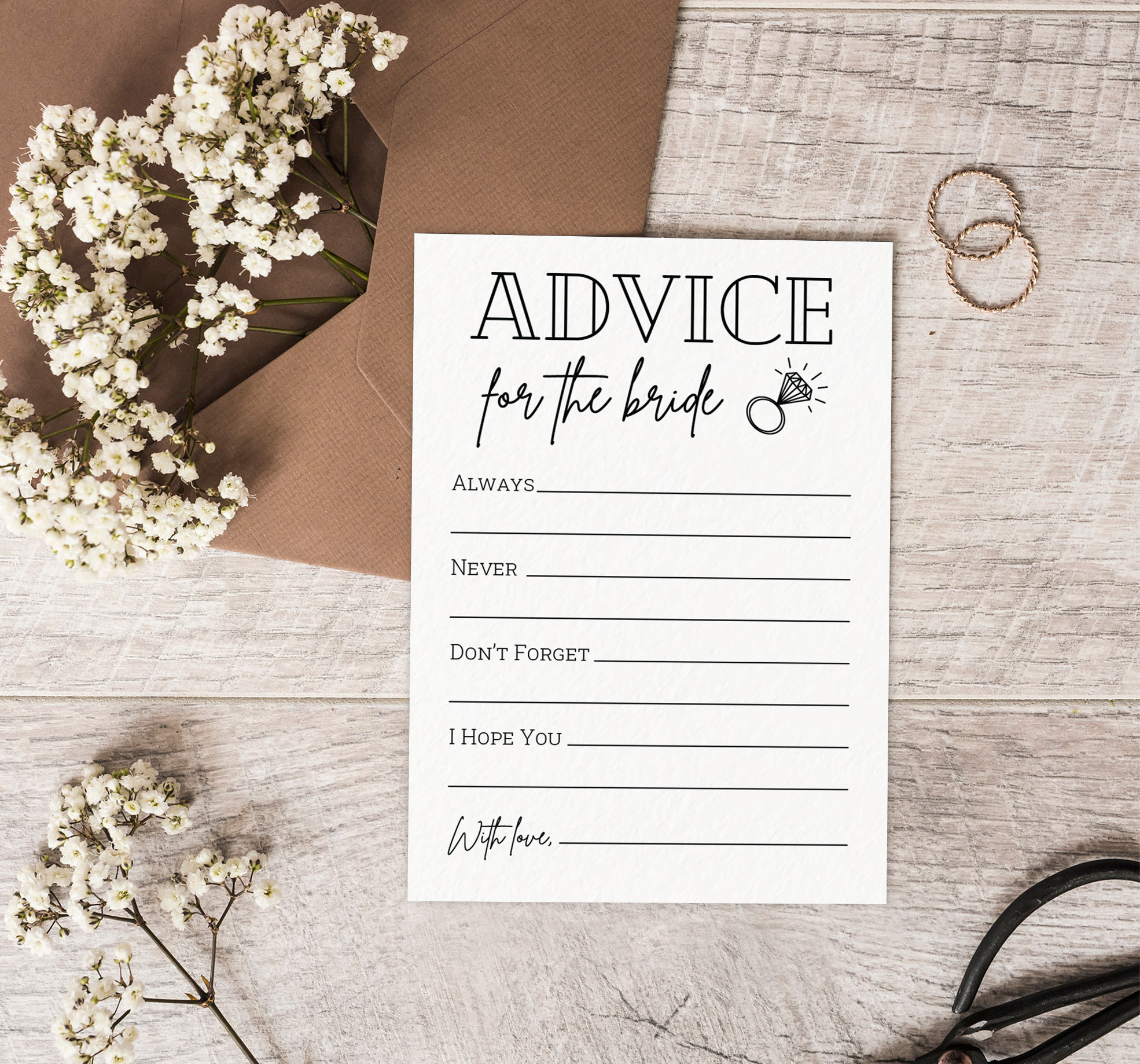Bridal Shower Advice Card Printable Advice For The Bride Etsy Uk