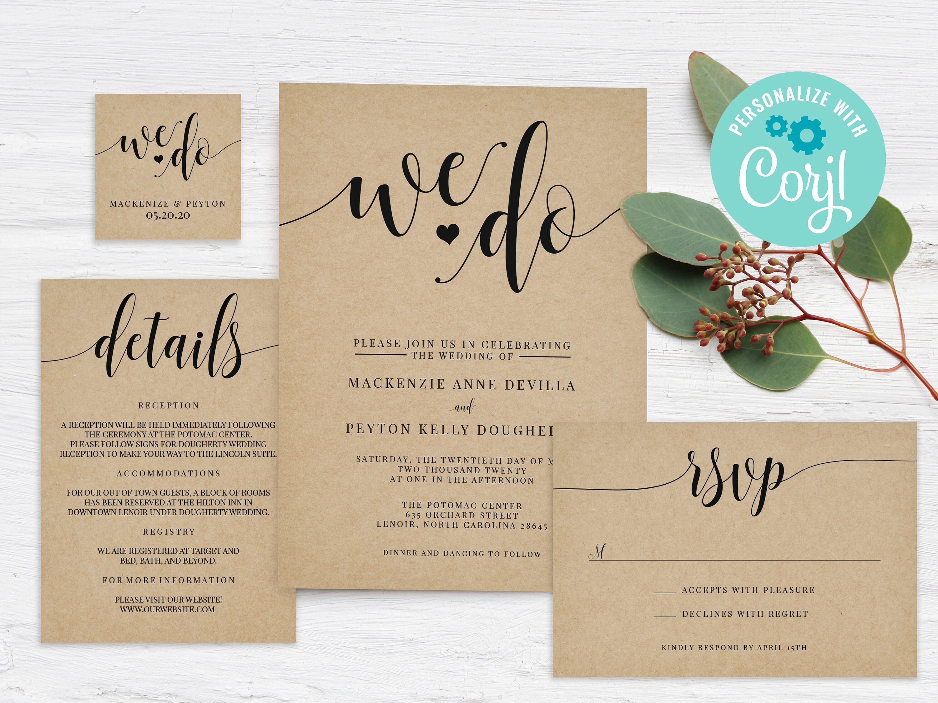 Printable Rustic Wedding Invitation Template We Do Wedding | Etsy