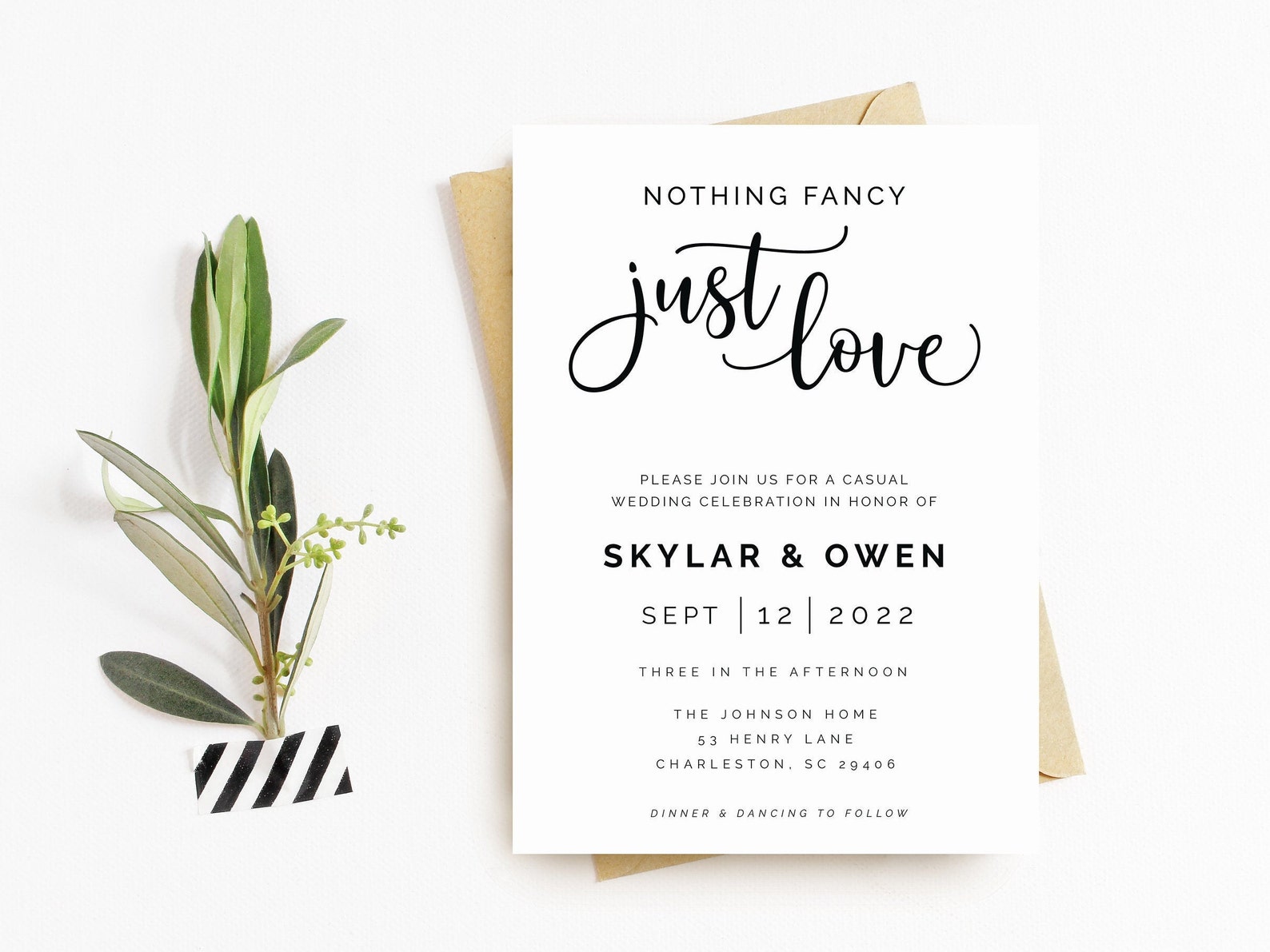 Nothing Fancy Just Love Wedding Invitation Set Printable - Etsy