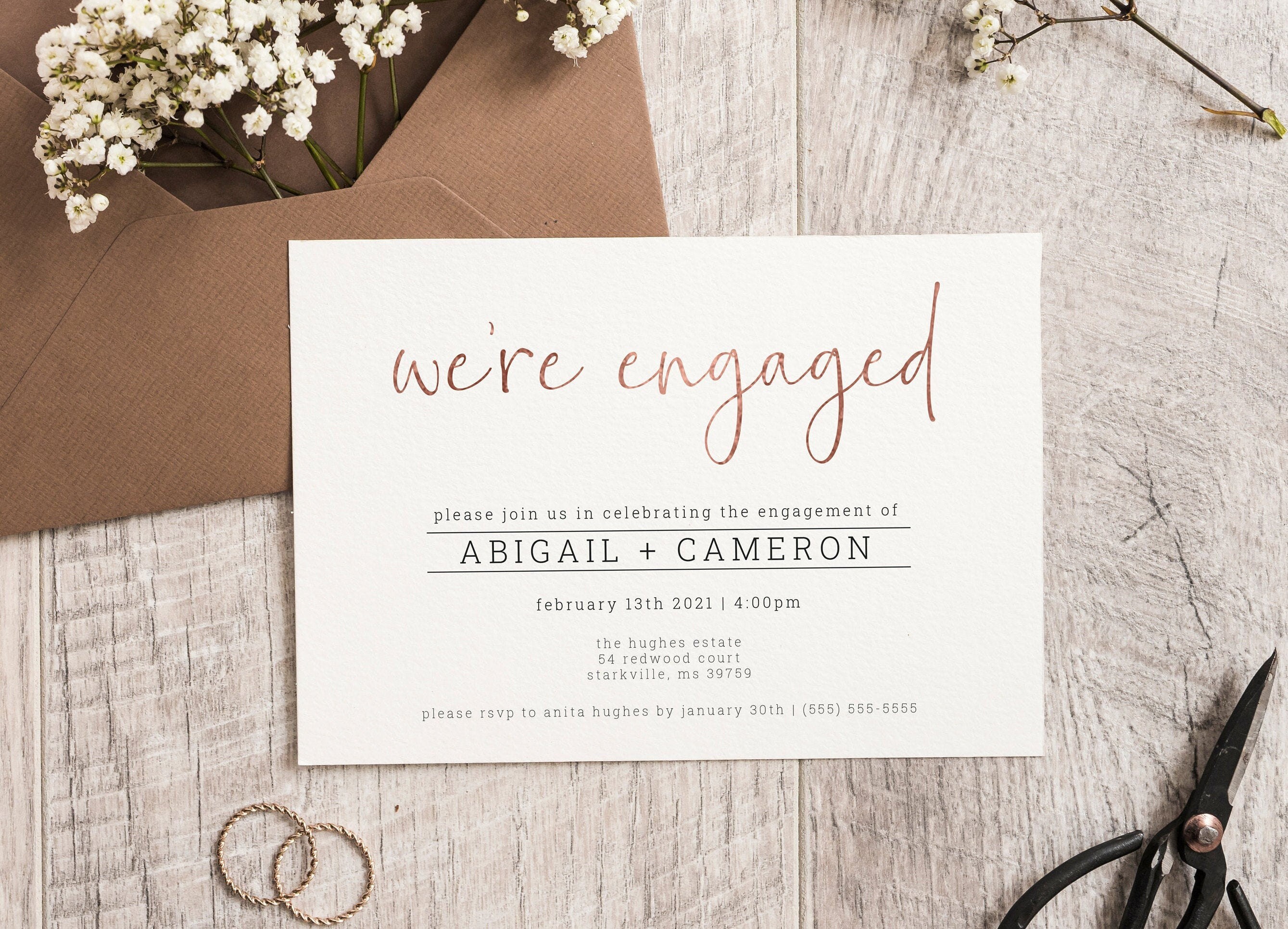 Printable Engagement Announcement We're Engaged Party | Etsy