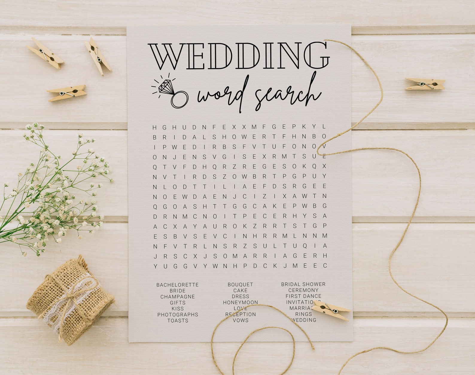Printable Bridal Shower Word Search Game Bridal Shower Game | Etsy