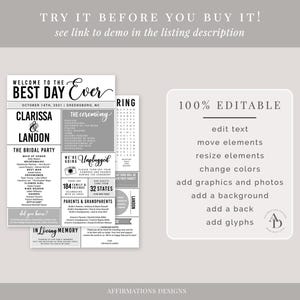 Printable Infographic Wedding Program, Best Day Ever Ceremony Program ...