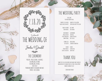 Printable Rustic Wedding Program Template Editable Order of | Etsy Canada