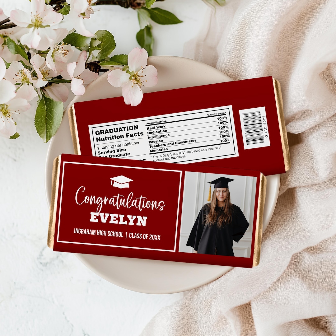 Photo Graduation Candy Bar Wrapper Template, Printable Chocolate Bar ...