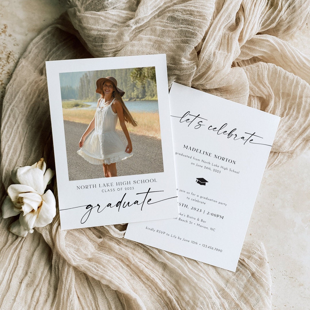 Graduation Party Invitation Template, Minimalist Graduation ...