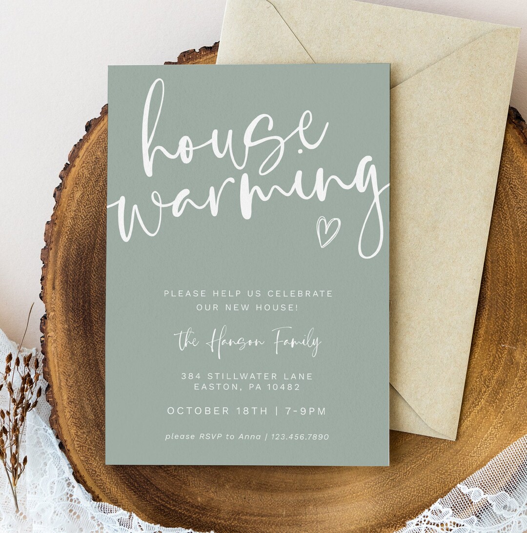 Minimalist Housewarming Party Invitation Template, Moving Announcement ...
