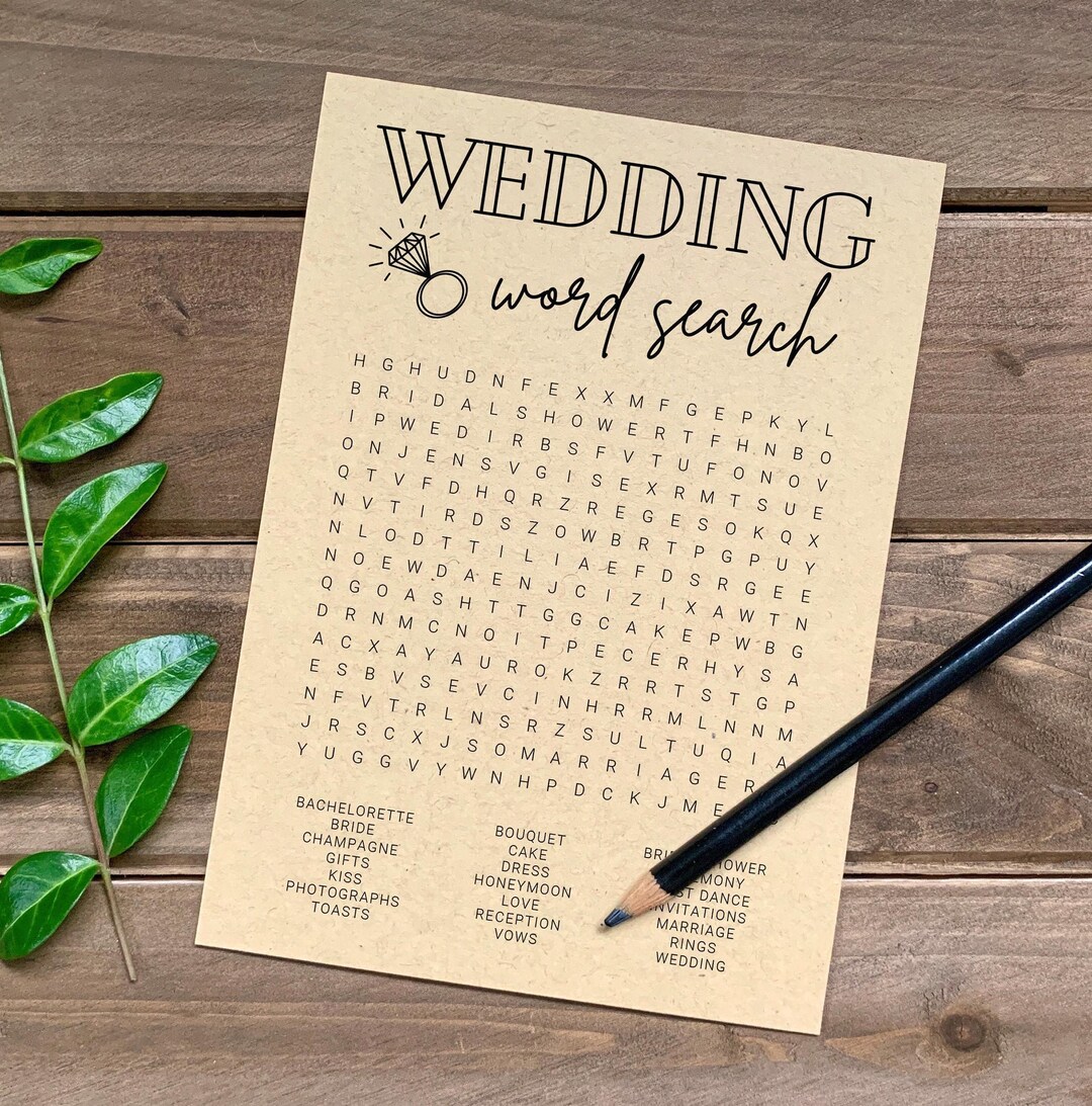 Printable Bridal Shower Word Search Game, Bridal Shower Game, Wedding ...