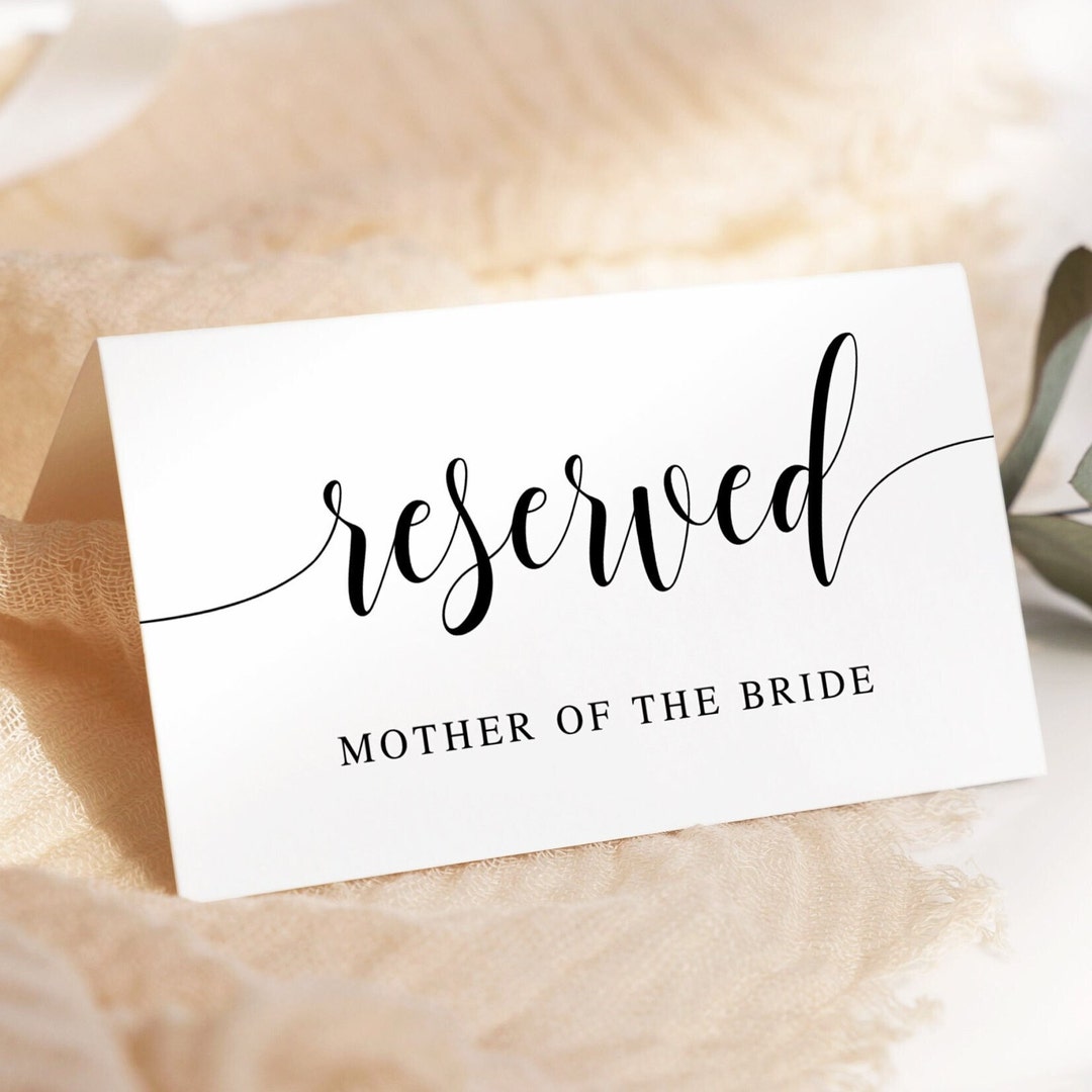 Reserved Wedding Place Cards, Printable Reserved Table Sign, Wedding ...
