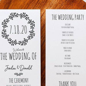 Rustic Wedding Program Template Ceremony Program Printable - Etsy
