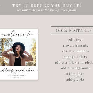 Minimalist Graduation Party Welcome Sign Template, Printable Grad Party ...