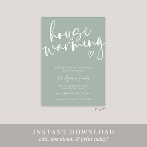 Minimalist Housewarming Party Invitation Template, Moving Announcement ...