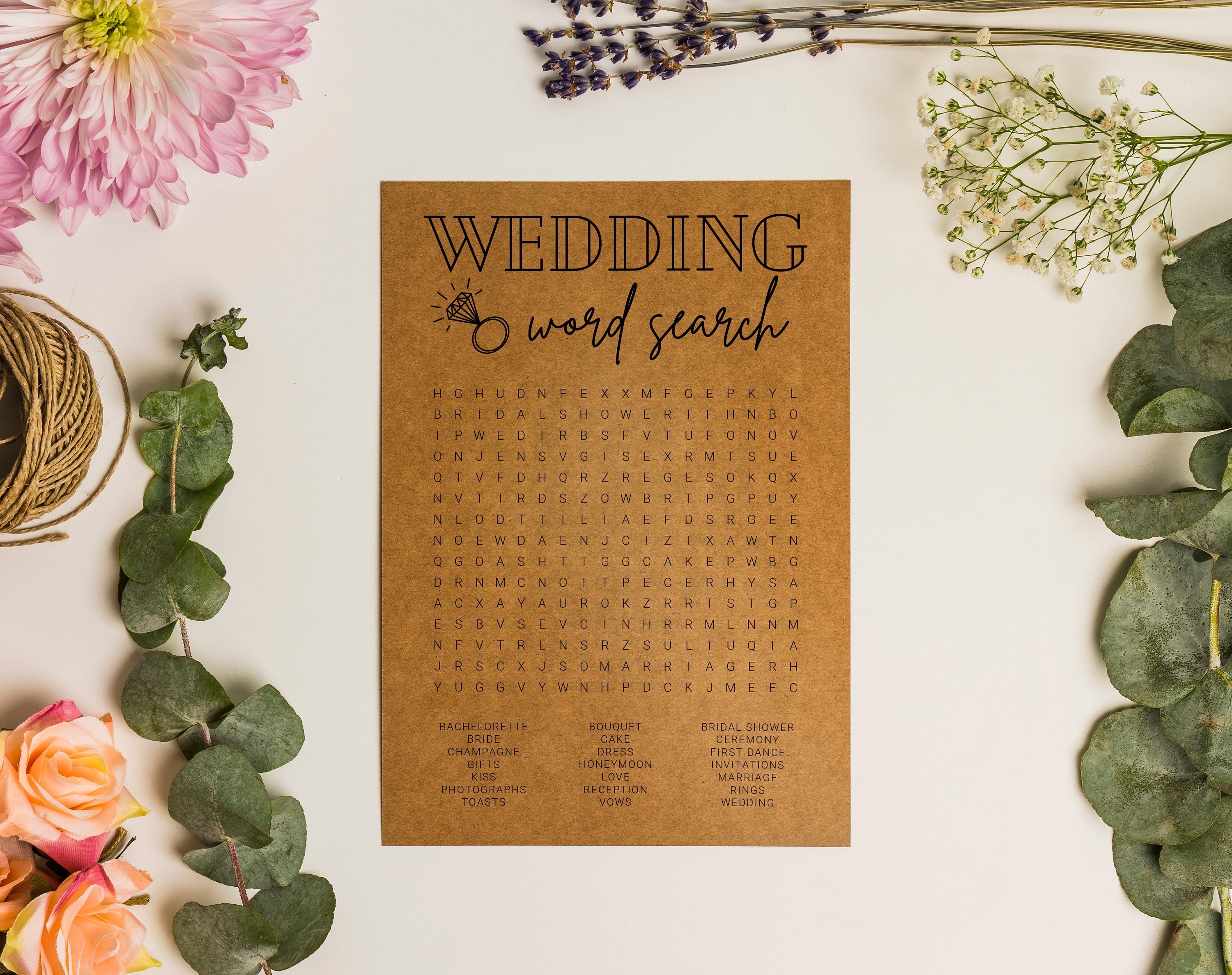 Printable Bridal Shower Word Search Game, Bridal Shower Game, Wedding ...