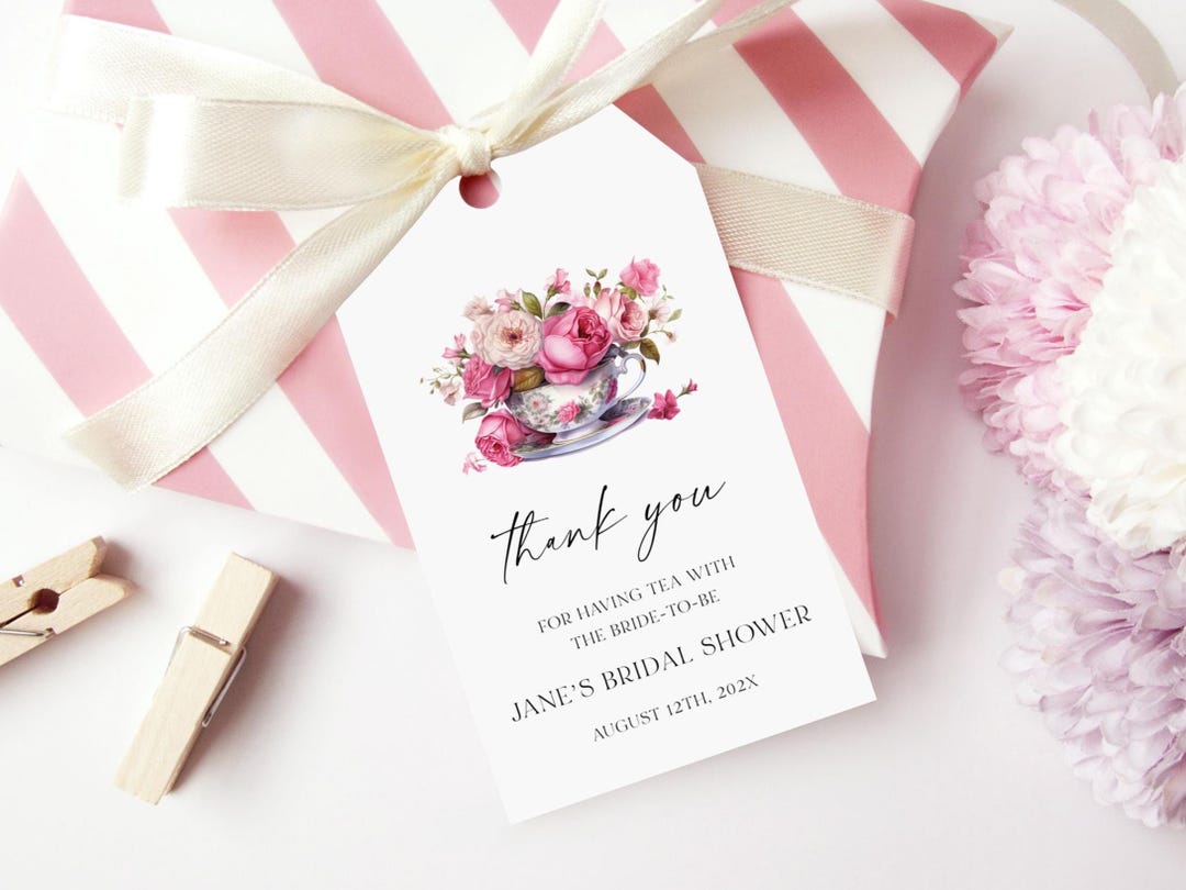 Tea With the Bride Bridal Shower Favor Tag Template, Tea Party ...
