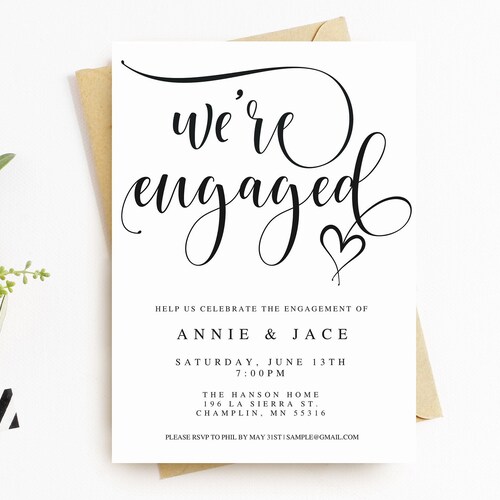 Printable Engagement Announcement We're Engaged Editable - Etsy
