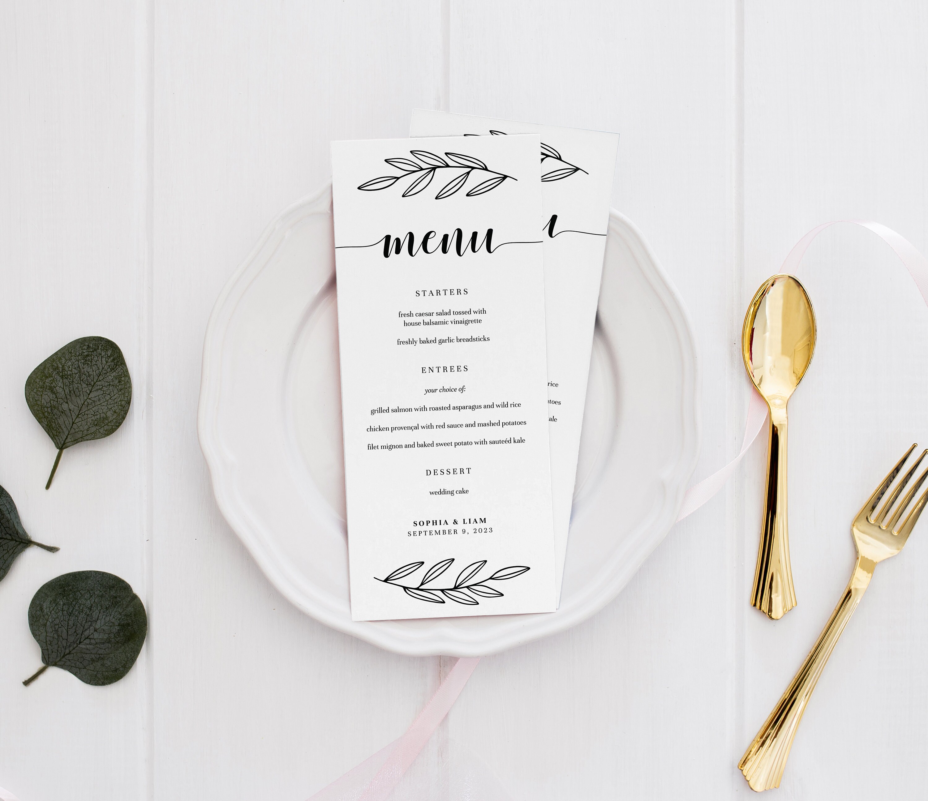 Rustic Branch Printable Wedding Menu, Editable Wedding Menu Template ...