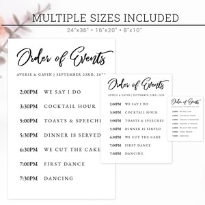 Order of Events Printable Wedding Sign, Editable Wedding Schedule ...