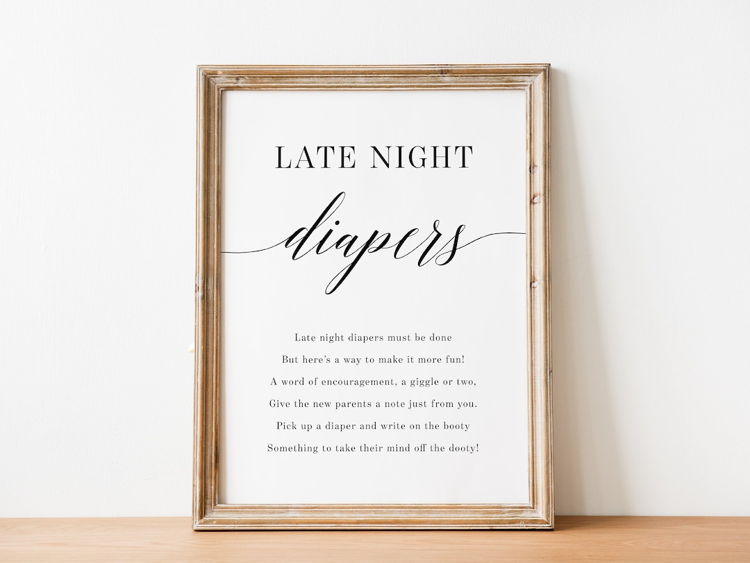 Late Night Diapers Baby Shower Game Template Printable Late - Etsy