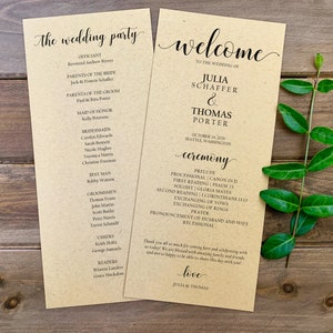 Elegant Wedding Ceremony Program, Order of Wedding Program Template ...