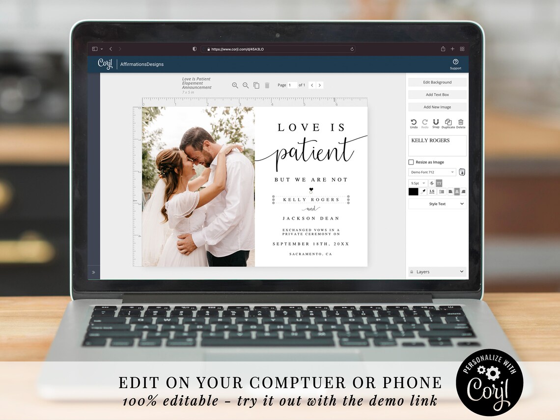 Love is Patient but We Are Not Elopement Announcement Template ...