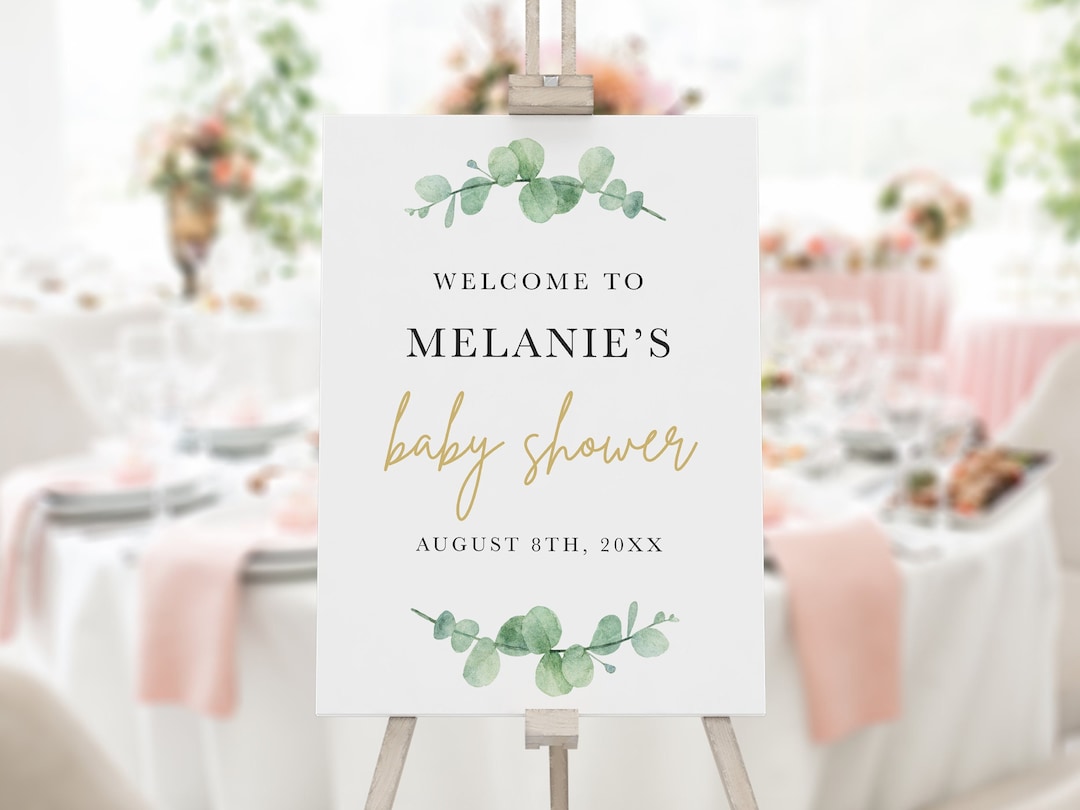 Eucalyptus Baby Shower Welcome Sign Template, Printable Baby Shower ...