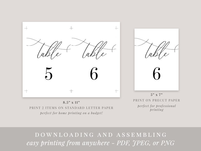Calligraphy Wedding Table Numbers Template Printable Wedding - Etsy