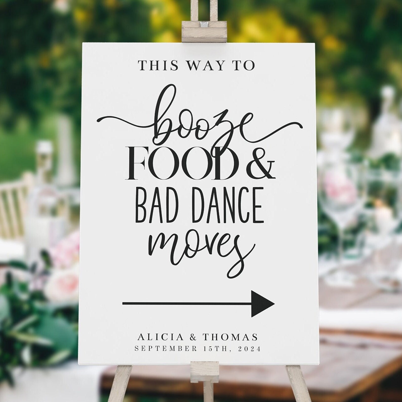 Booze Food and Bad Dance Moves Wedding Menu Template, Printable ...