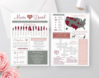 Printable Infographic Wedding Program Burgundy Ceremony | Etsy Canada