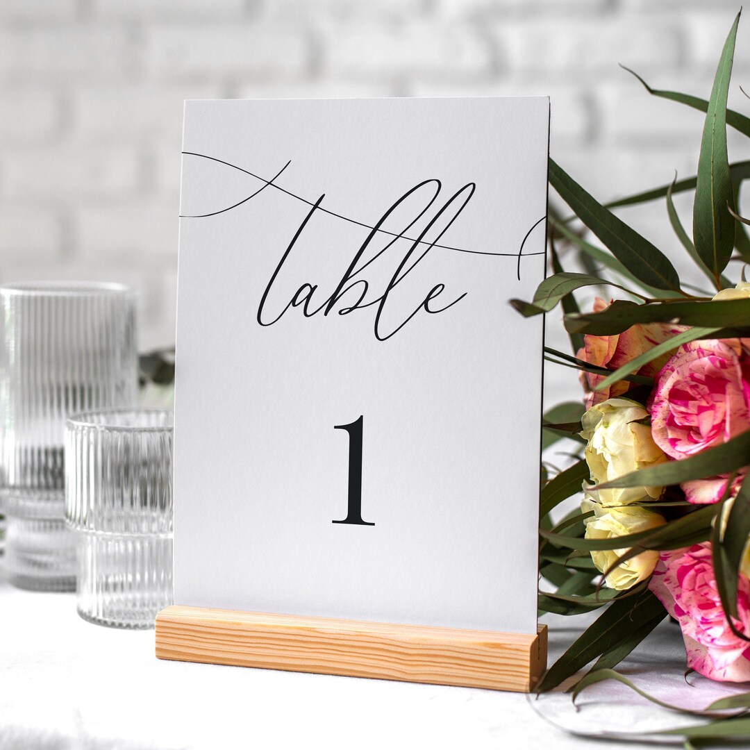 Calligraphy Wedding Table Numbers Template: Elegant Printable Cards ...